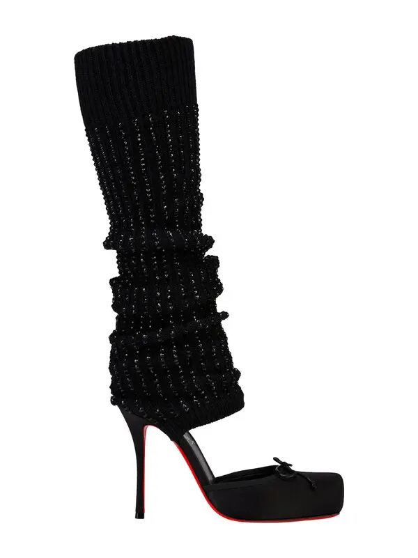 CHRISTIAN LOUBOUTIN Cassia Annmac Silk Hybrid Pumps 100 - Black