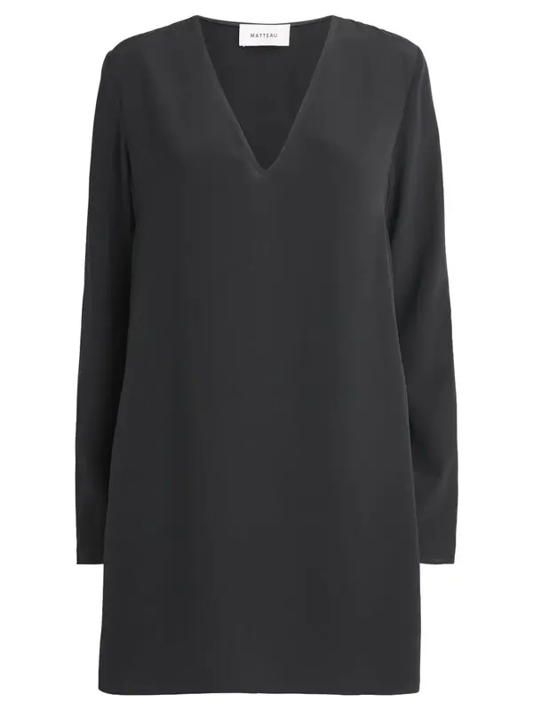 Matteau Silk Long-sleeve Mini Dress - Black