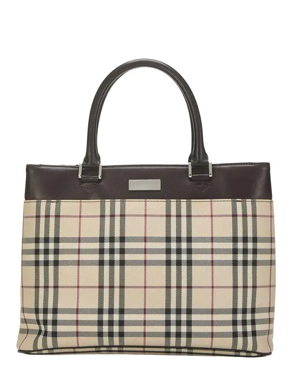 Burberry Check Handbag - Brown
