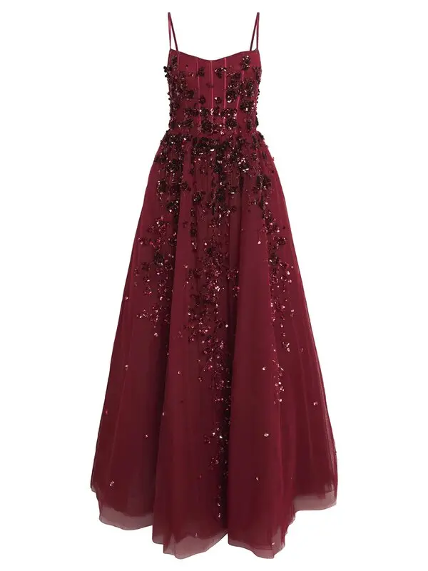 Zuhair Murad Floral Sequinned Gown - Red