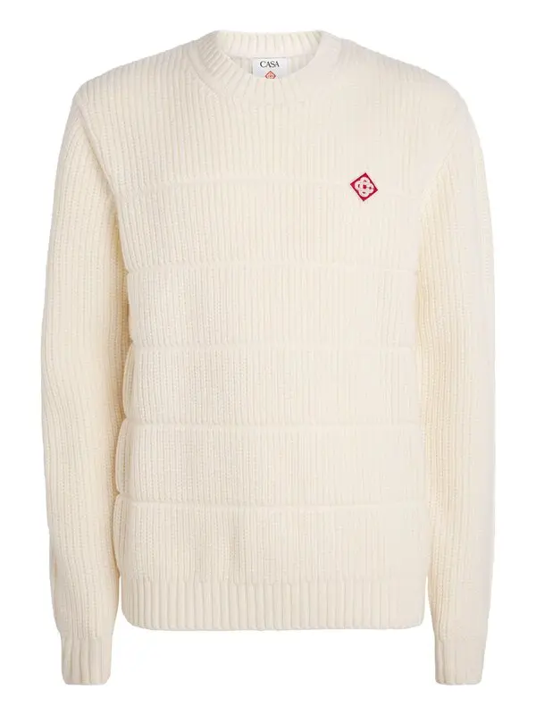 Casablanca Merino Wool Padded Sweater - White