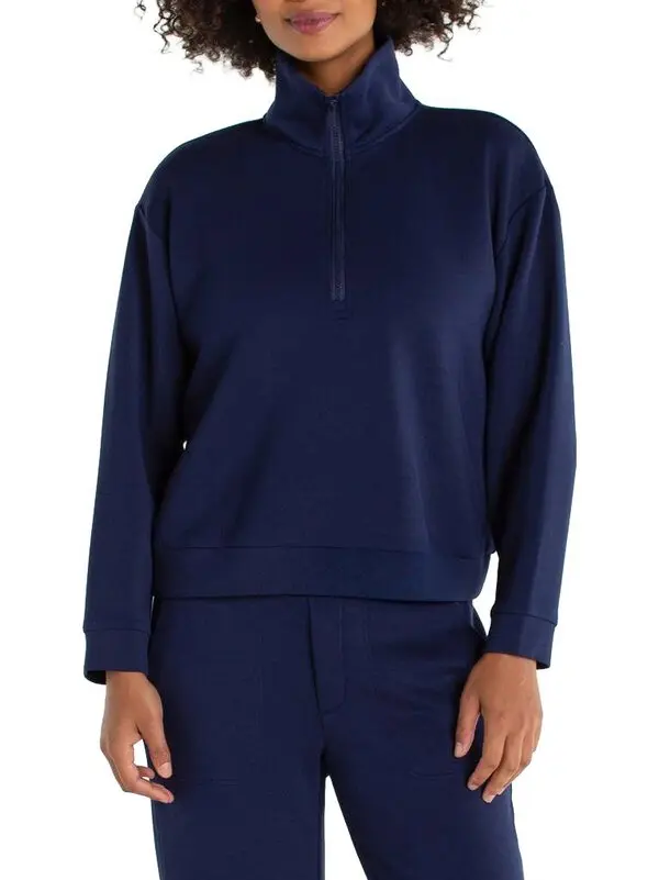 LIVERPOOL Cozy Knit Half Zip Pullover - Deep Midnight