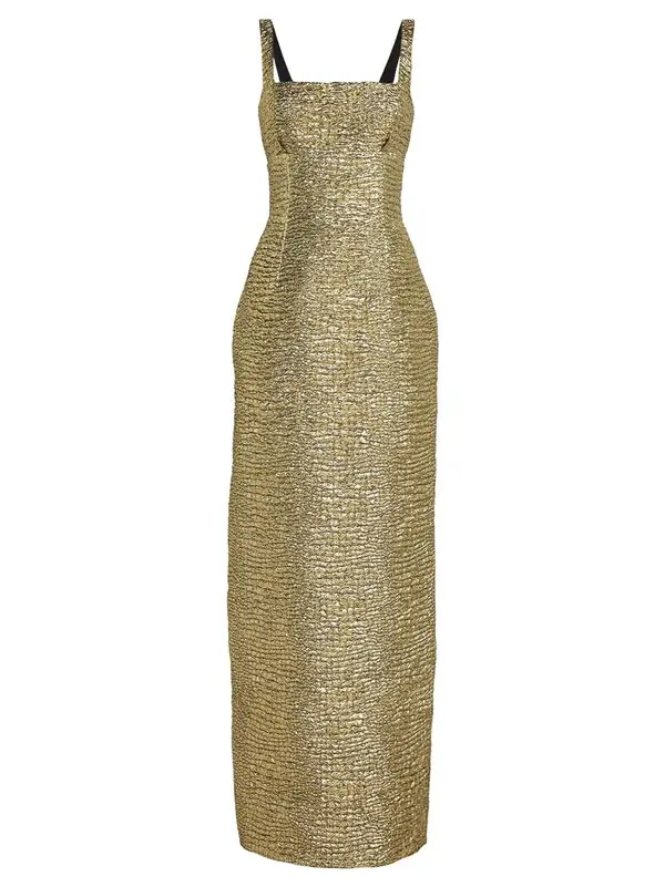 EMILIA WICKSTEAD Metallic Seersucker Micheline Gown - Gold