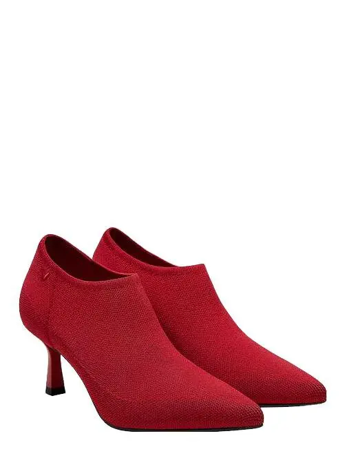 Vivaia Pointed-toe Mid-heel Boots With Detachable Knit Leg Warmers - Ruby Red