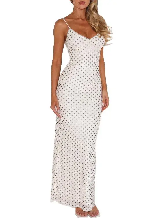 TIGER MIST Julianna Printed Maxi Dress - Cream Polka Dot