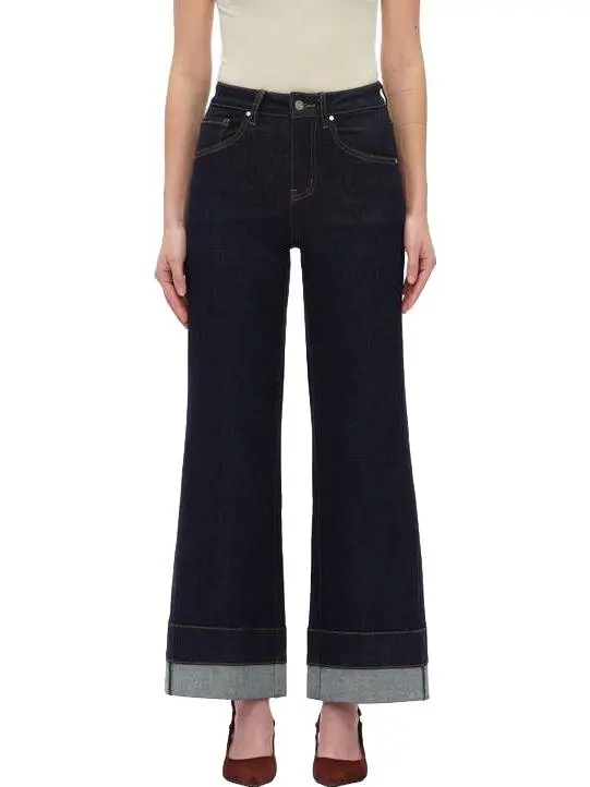 BAYEAS High-waist Wide-leg Jeans - Rinse Wash