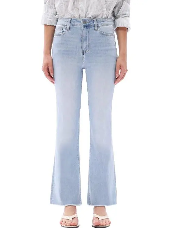 BAYEAS Frayed High-waist Bootcut Jeans - Light Blue