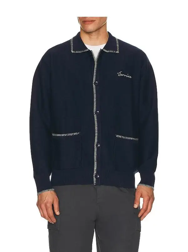 SERVICE WORKS Blanket Stitch Cardigan - Navy