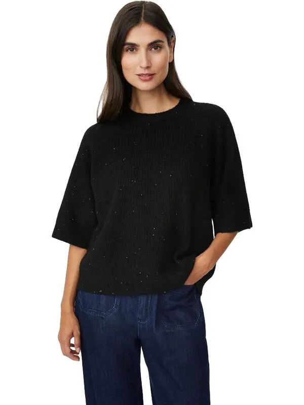 MASAI COPENHAGEN Mafarinna Shimmer Short Sleeve Jumper - Black