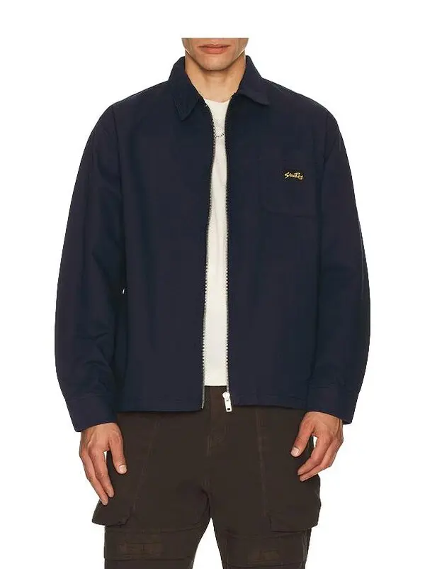STAN RAY Zip Shirt In Navy - Navy Bedford