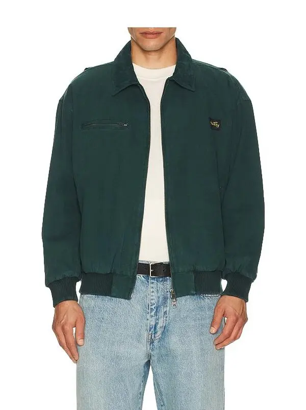 STAN RAY Roughneck Collared Bomber Jacket - Washed Botanical Green Canva