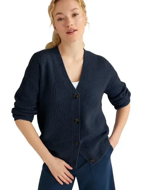 HAVEN WELL WITHIN Cashmere Shaker Stitch Cardigan - Twilight