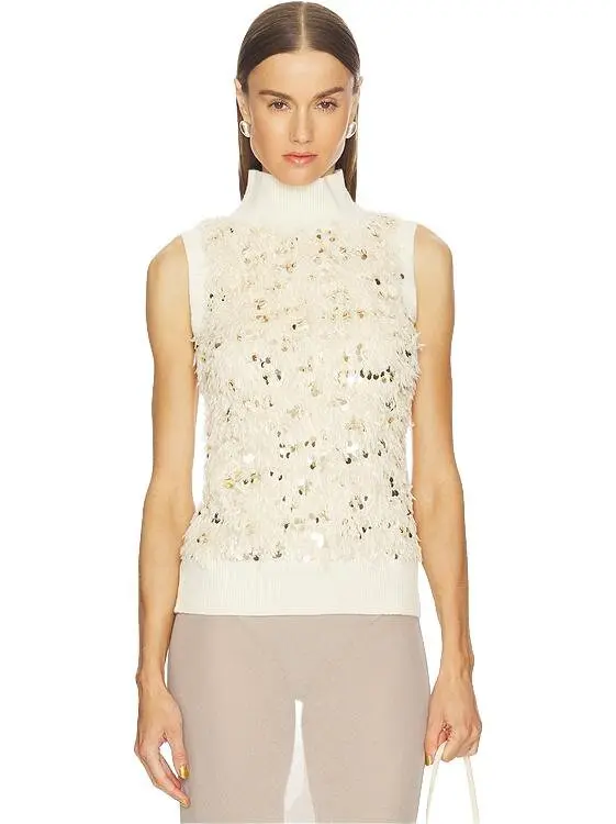 NONCHALANT LABEL Wila Top - Off White & Gold Sequins