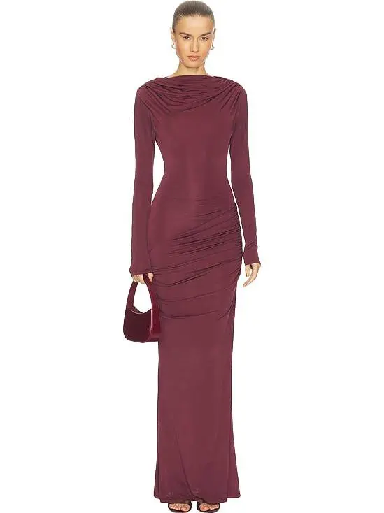 Paris Georgia Draped Jersey Dress - Oxblood