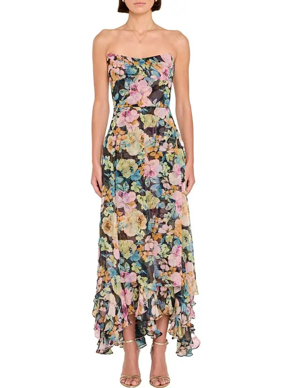 Amanda Uprichard Monterey Strapless Midi Dress - Lisboa Print