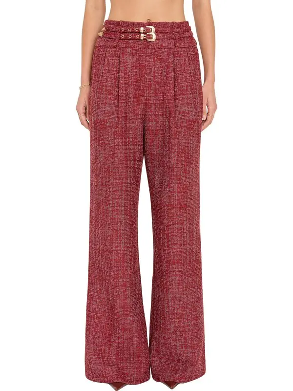 Amanda Uprichard Blythe Wide Leg Tweed Pants - Wine