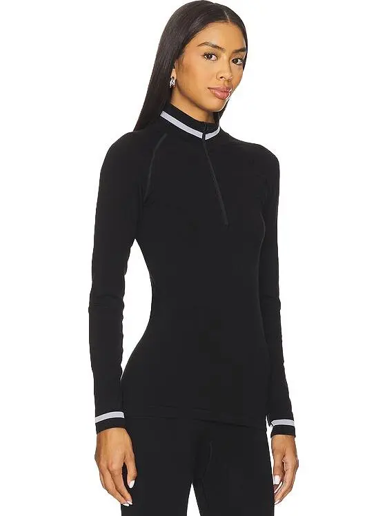 The Upside Wool Seamless Quarter Zip Baselayer - Black