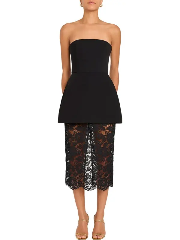 Amanda Uprichard Jada Strapless Midi Dress - Black