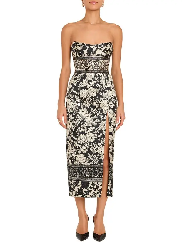 Amanda Uprichard Ivy Strapless Midi Dress - Babylon Print