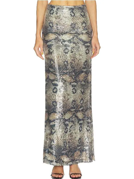 Le Superbe Maxi Slip Skirt - Desert Gloss Snake