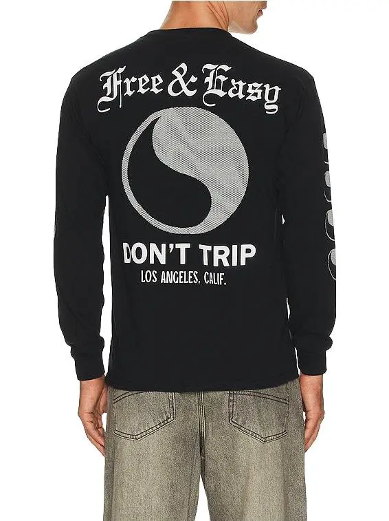 FREE & EASY On Hood Long Sleeve Tee - Black