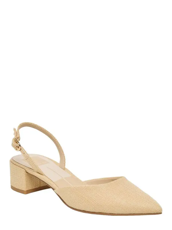 Dolce Vita Carel Pointed Toe Slingback Pump - Natural Raffia