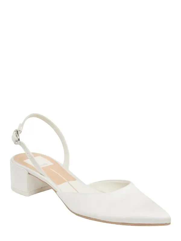 Dolce Vita Carel Pointed Toe Slingback Pump - True White Satin