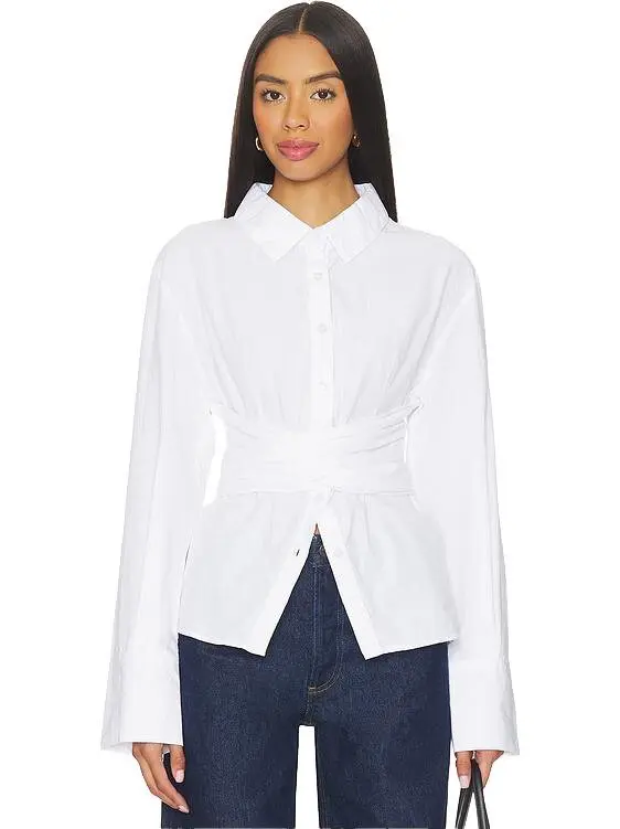 SNDYS Teigan Cinched Button Shirt - White