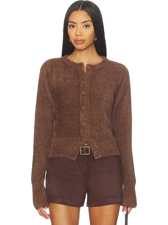 SNDYS Kailey Fluffy Knit Cardigan - Chocolate