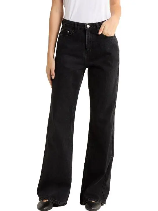Princess Polly Maple High-waist Flare Leg Jeans - Black