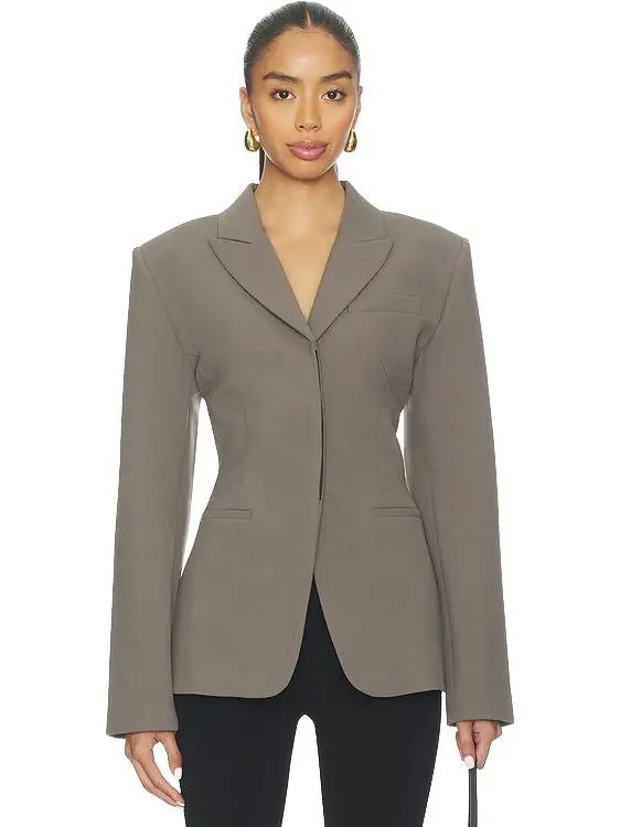 EAVES Keki Cinched Waist Blazer - Dark Grey