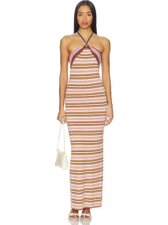 Faithfull The Brand Axel Maxi Dress - Luis Stripe Dusty Mauve