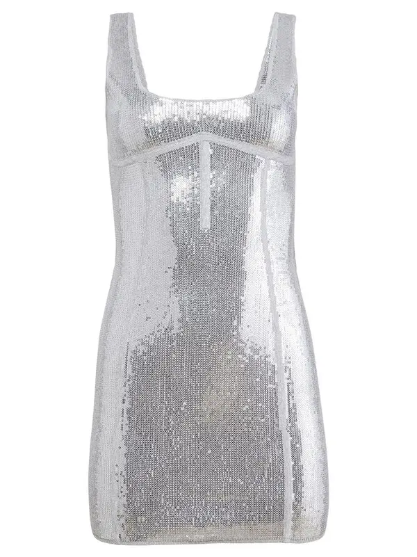 Fleur Du Mal Sequin Knit Bodycon Mini Dress - Platinum