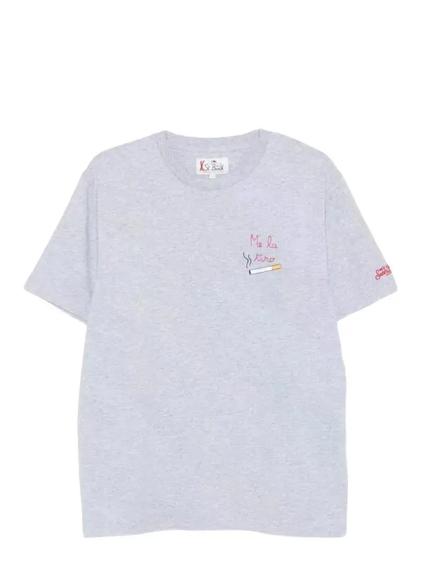 MC2 SAINT BARTH Cigarette-embroidered T-shirt - Grey
