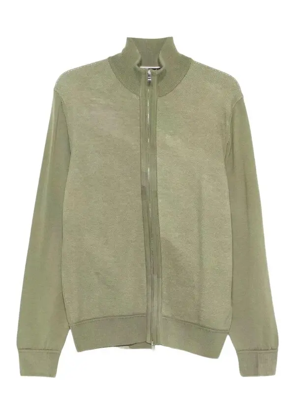 BOSS Zip Neck Cardigan - Green