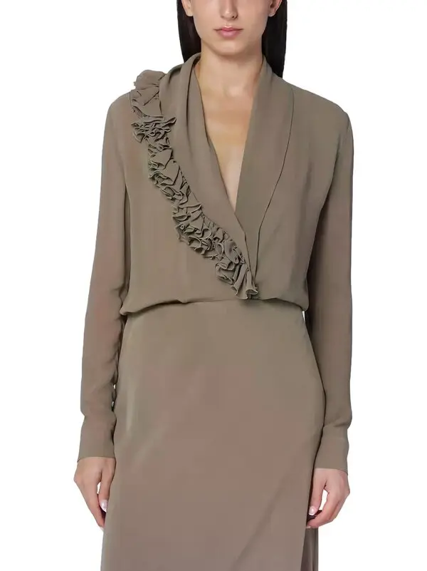 Alberta Ferretti Ruffled Blouse - Brown