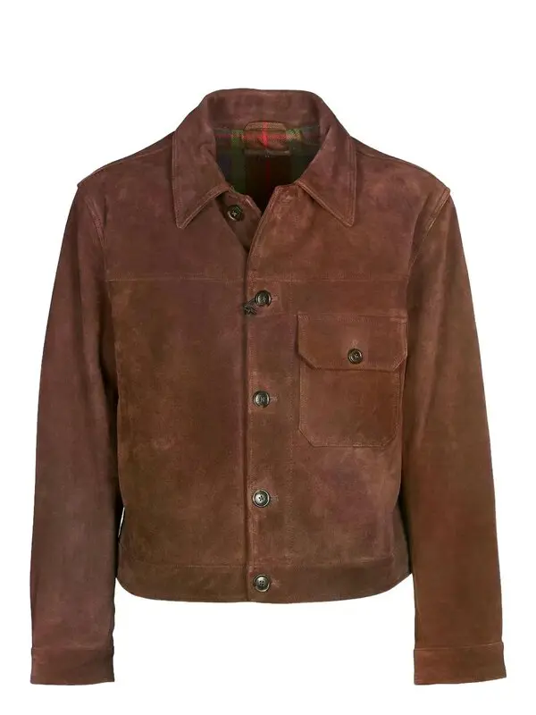 BARACUTA Pocket Suede Jacket - Brown