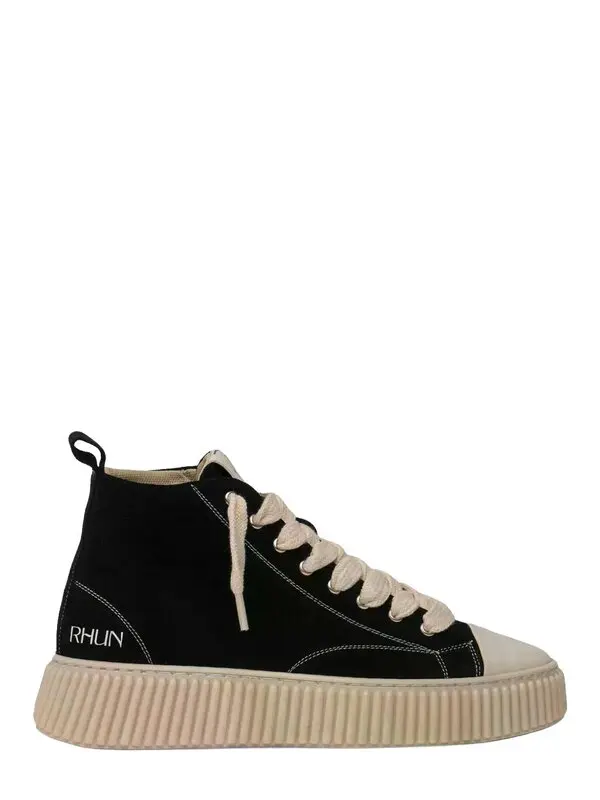 RHUN High-top Fluted-sole Sneakers - Black