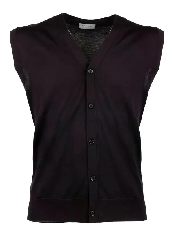 PAOLO PECORA Button Sleeveless Vest - Brown