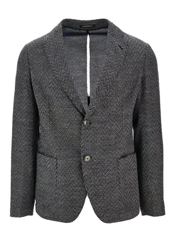 Emporio Armani Chevron Single-breasted Blazer - Grey