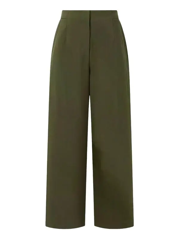 STUDIO TOMBOY Elasticated-waistband Wide-leg Trousers - Green