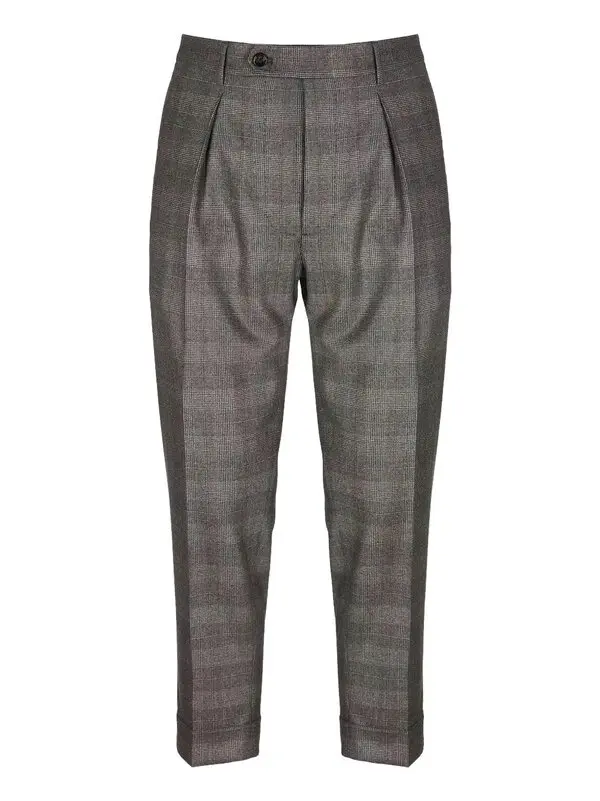 BERWICH Plaid Pleated Trousers - Grey