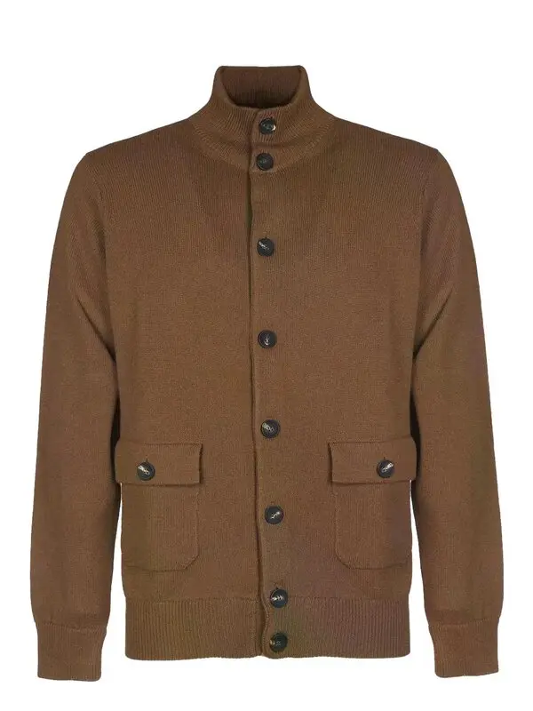 FILIPPO DE LAURENTIIS Buttoned Pocketed Cardigan - Brown