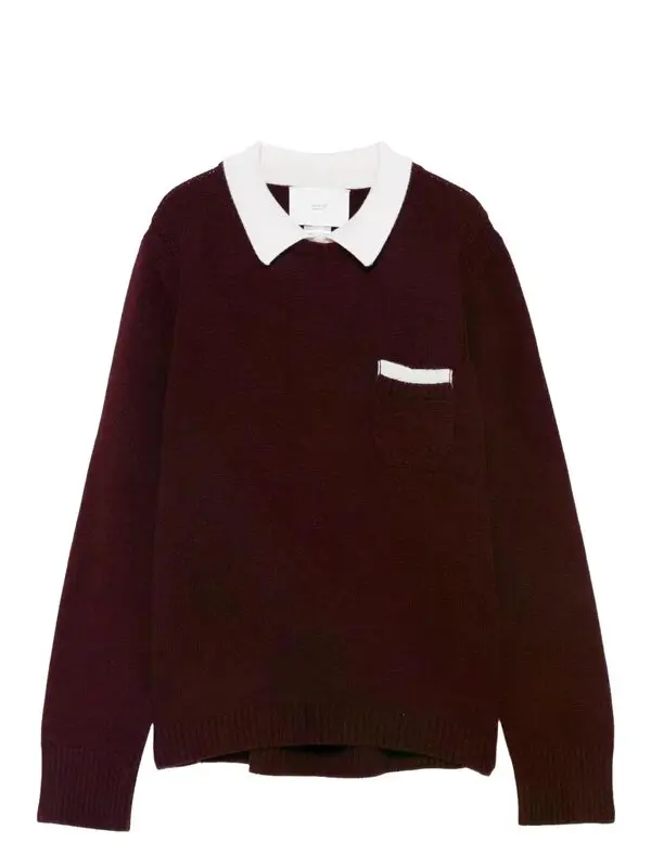 VANISÈ Polo-collar Sweater - Red
