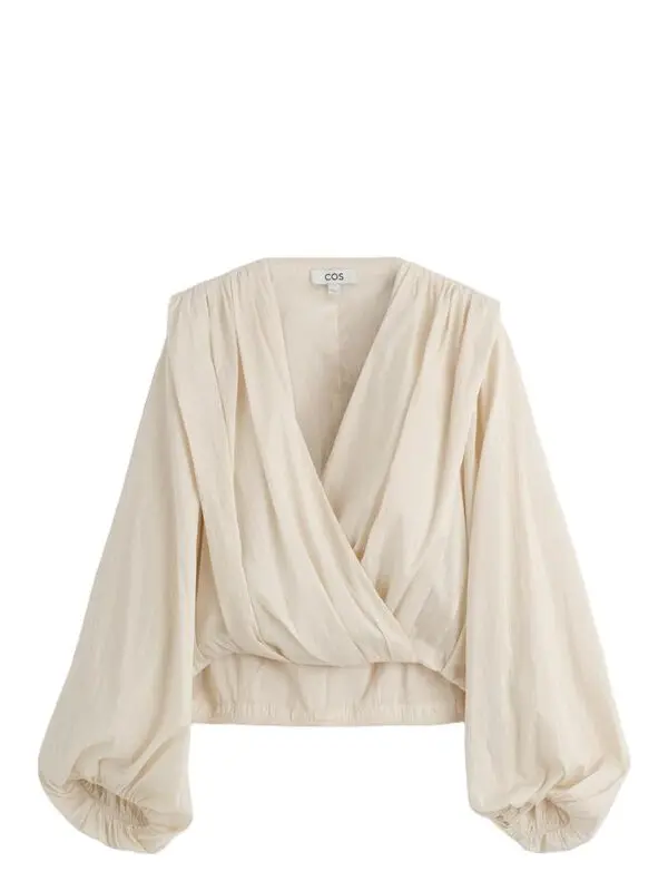 Cos Gathered Wrap-over Blouse - Beige
