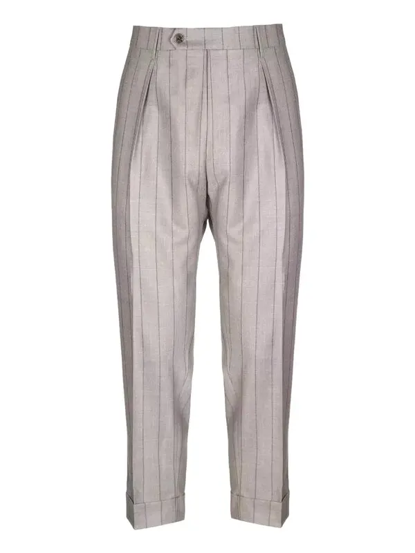 BERWICH Pinstripe Pleated Tailored Trousers - Grey