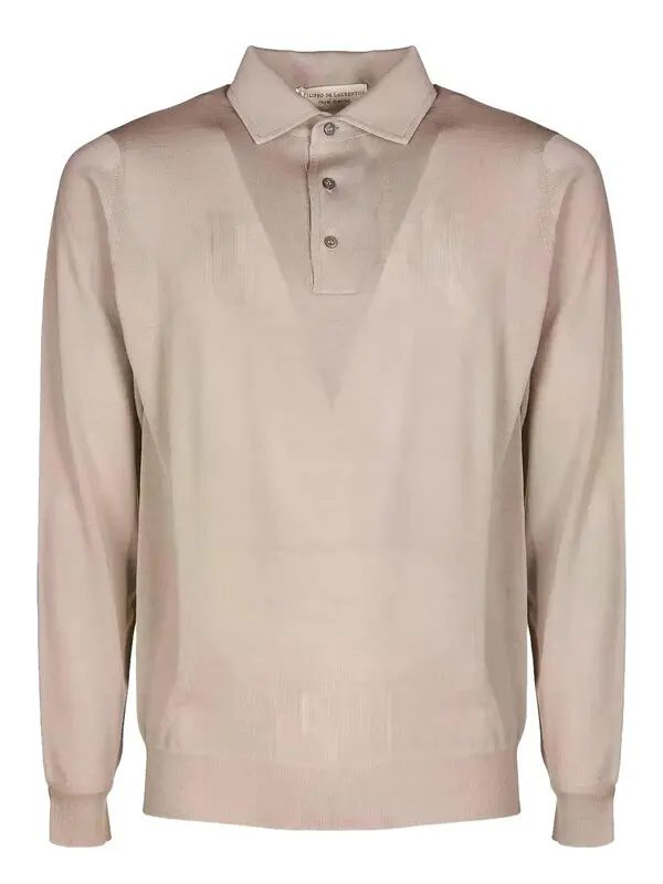 FILIPPO DE LAURENTIIS Long-sleeved Polo Shirt - Neutrals