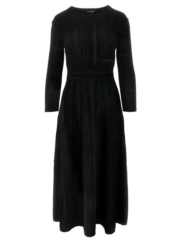 Emporio Armani Ribbed Knit Midi Dress - Black