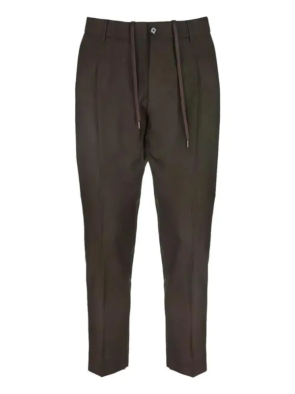 BE ABLE Drawstring Pleated Trousers - Brown