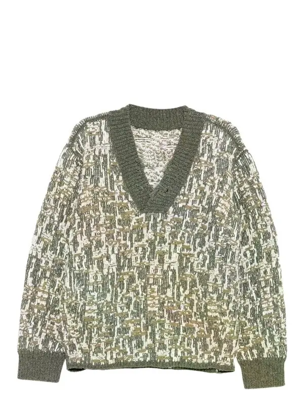 CROQUIS V-neck Sweater - Green